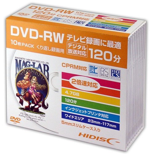 DVD-RW 録画用5mmスリムケース10P2倍速対応-
