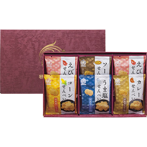米菓 穂のなごみ香ばしいえびの風味で後引く旨さの「えびせんべい」、香ばし醤油仕立ての「コーンせんべい」、あおさ海苔を練り込みソースの旨みを堪能できる「ソースせんべい」、シンプルな美味しさでお米を味わう「うま塩せんべい」とスパイシーなカレー風...