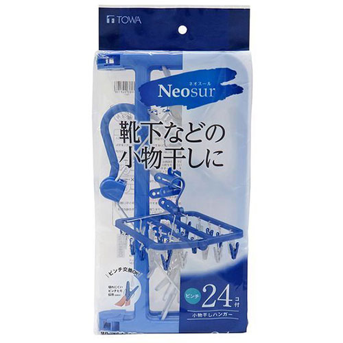 靴下などの小物干しに〇小物のまとめ干しに便利な24コ付コンパクトタイプです。製品サイズ(約) : 幅330×奥行330×高さ250mm(展開時) 製品重量(約) : 271g 本体・ピンチ : ポリプロピレン ワイヤー : 鉄線(ポリエチレ...