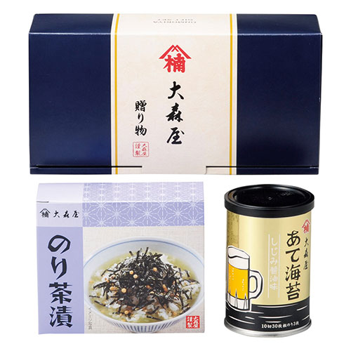 大森屋 しじみ醤油味付のり・のり茶漬セットこだわりの宍道湖産しじみを使ったしじみ醤油で味付した味付のりとお茶漬のセットです。メーカー型番 : BOSZ-10 内容物 : しじみ醤油味付のり(10切30枚)・のり茶漬(5.4g×4袋)×各1 ...