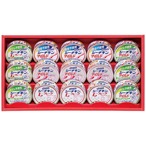 はごろもフーズのシーチキンギフト素材やカタチ、製法によって、さまざまなおいしさが楽しめる『シーチキン』の詰め合わせです。メーカー型番 : SET-40B 内容物 : オイル不使用シーチキンLフレーク・シーチキンLフレーク・食塩不使用シーチキ...