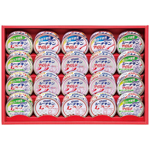 はごろもフーズのシーチキンギフト素材やカタチ、製法によって、さまざまなおいしさが楽しめる『シーチキン』の詰め合わせです。メーカー型番 : SET-50B 内容物 : オイル不使用シーチキンLフレーク・オイル不使用シーチキンマイルド各4缶・シ...