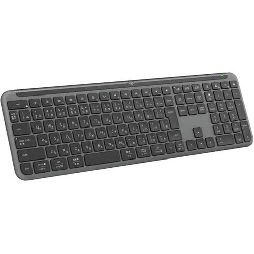 洗練されたデザイン スリムなのに頑丈 テンキー&ゆったり矢印キー付きワイヤレスキーボード洗練されたデザインのスリムなフルサイズキーボード。 最大3台のデバイスに接続でき、スマートフォン、タブレット、PCなどの使用デバイスをスイッチ一つで簡単...