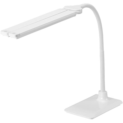ヘッドが開き、広く明るく照らせる●LED点灯部が2灯! どちらも約90°可動するので照らしたい場所をより広く、明るく照らすことができます。 ●LEDは3段階調光! 2灯のLEDをそれぞれお好みの明るさに調光可能! ●LED点灯部のタッチセン...