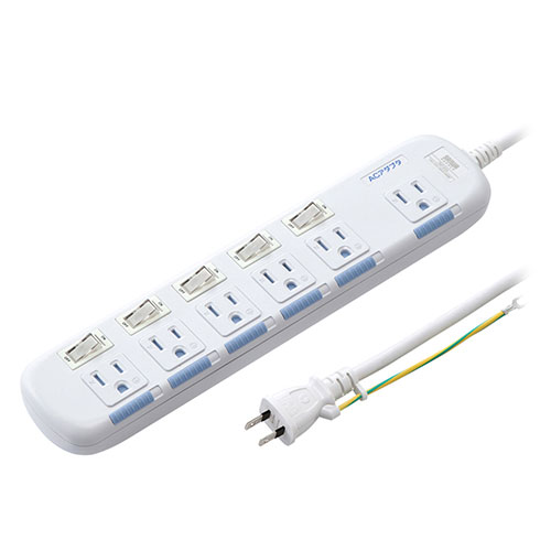 ACアダプタ対応省エネ型タップ。トラッキング火災予防プラグ仕様。3P・6個口・2m。●差込口にホコリが進入するのを防ぐシャッター付きです。 ●ACアダプタが無理なく接続できるレイアウトを採用しました。(ACアダプタ差込口は常時通電です) ●...