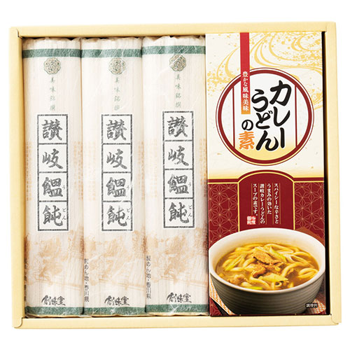 讃岐うどん カレーうどんの素詰合せうどんに適した麺用中力粉と、瀬戸内の海水塩を使用し、麺処讃岐で作りました。メーカー品番 : EAC-150 内容物 : 讃岐うどん(180g)×3、カレーうどんの素(13g)×6 賞味期限 : 製造日より約...