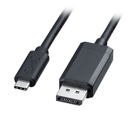 Type-CからDisplayPort入力のディスプレイに出力するための変換アダプタケーブル。4K/60Hz対応。ブラック・2m。DisplayPort ALT モード対応のUSB Type-Cポートを持つパソコンにDisplayPortの...