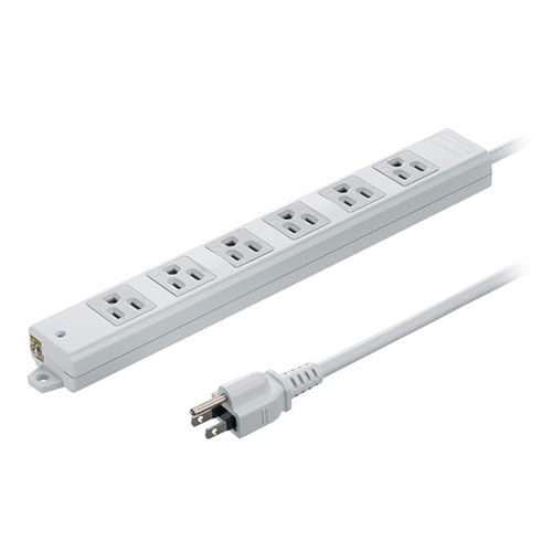 オフィスでの使用に最適な3Pノーマルタイプの電源タップ。6個口・1m。●オフィスでの使用に最適な3P平行刃、3Pプラグ仕様の電源タップです。 ●電源状態が確認できる通電ランプ付きです。 ●裏面にマグネットが付いているので、スチールのデスクな...