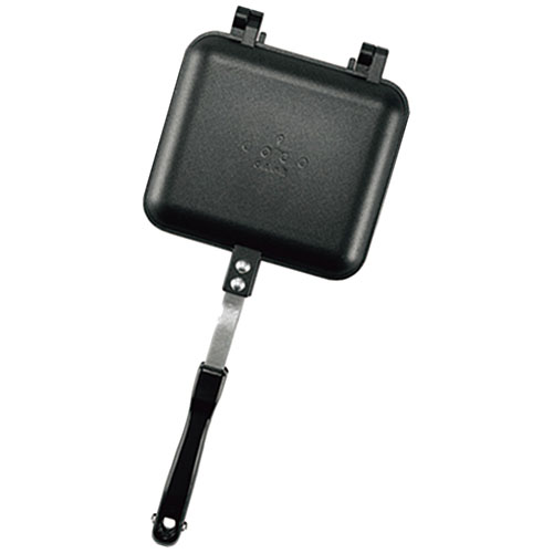 ココカフェのホットサンドメーカー波型&フラットでお好み調理　上下取り外して丸洗い可　直火専用メーカー品番 : CC-22 35.4×15.2×3cm・本体:アルミニウム合金(内面:フッ素樹脂加工・外面:焼付塗装)・ハンドル:フェノール樹脂・...