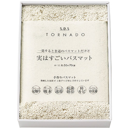 実はすごいバスマット一見すると普通のバスマットだけど実はすごいバスマット。熟練した技術で1枚ずつ丁寧に手作りしています。「すごい」の秘密は見た目でほとんどわからない2種類の糸。吸水速乾のポリエステル糸と抗菌防臭のアクリル糸2本の糸をツイスト...