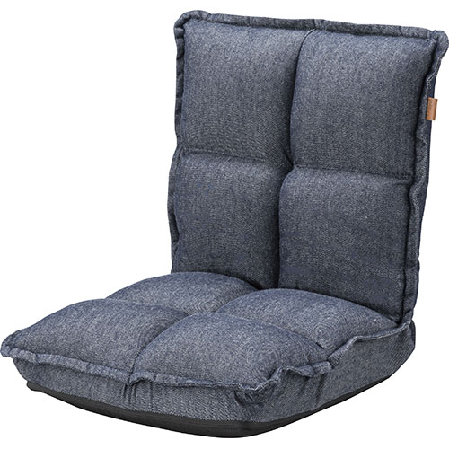 カックンリクライナー商品種別…フロアチェア折りたたみ式 サイズ:W38×D43-52×H23-47×SH13(cm) 素材:コットン ポリエステル レーヨン 組立状態:完成品 原産地:中国