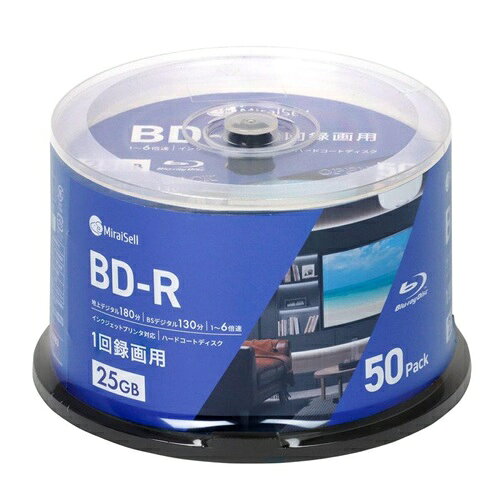 メーカー：ミライセルJAN：4985115975473型番：MS2-BDR25PWB-50S■商品説明■●傷や汚れに強いハードコート仕様●ラベル印刷・手書き対応●保存におすすめ・各社レコーダー対応■仕様■・記録速度:1-6倍速 ・記録時間:...
