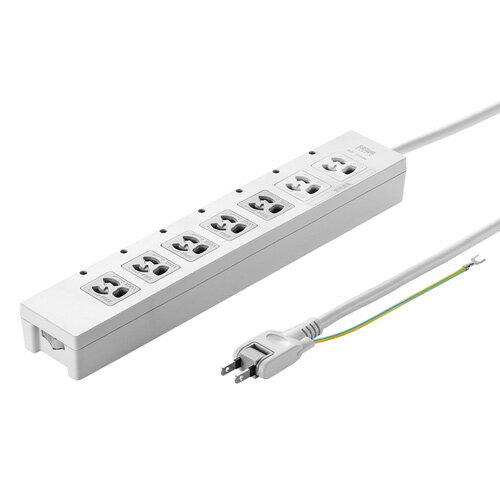 デスクにクランプ(オプション)で固定可能な3P抜け止め7個口、集中スイッチ、マグネット、雷ガード付きタップ。ネームタグ、専用コンセントキャップ付属集中スイッチで5個口をオン/オフすることができます。2個口は常時通電口(差込口が白色)となって...
