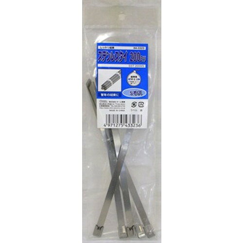 メーカー名:オーム電機 OHM 型式:SST-200W5 JAN:4971275433236 ● 金属管などの結束に便利です。 ■ 長さ200mm／結束径50mm ■ 幅7．9mm／引張強度54kg ■ 5本入り