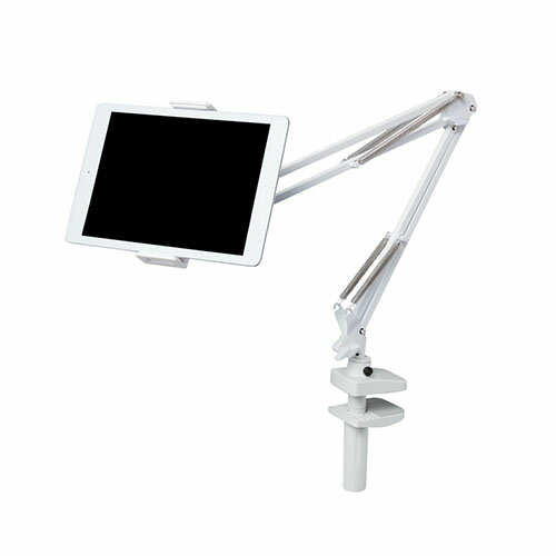 デスクやベッドサイドでの使用に最適。長いフレキシブルアームとボールジョイントでタブレットを自在に位置調整できるタブレット用フレキシブルアームスタンド。長いフレキシブルアームとボールジョイントでタブレットを自在に位置調整できるフレキシブルアー...