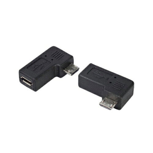 変換プラグmicroUSB→microUSB右L型(フル結線)●5芯+シールド　フル結線