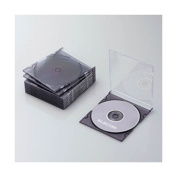 メーカー：エレコムJAN：4953103400160型番：CCD-JSCS10CBK■商品説明■●再生材を含まないので、においも少なく耐久性に優れています。●ケース1枚につきディスク1枚を収納可能です。●ケース内側に歌詞カードやインデックス...