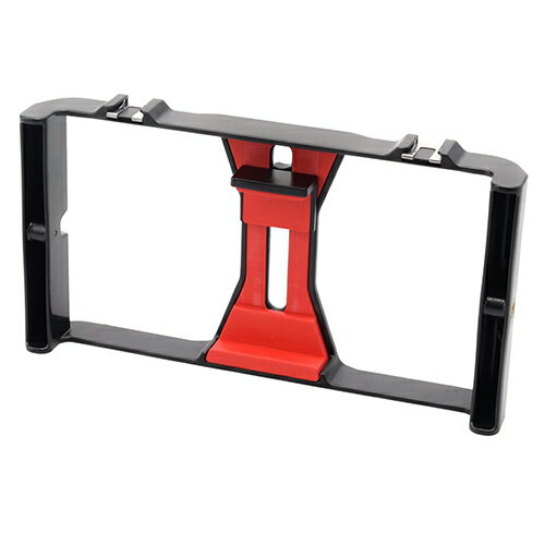 LEDライトとマイクの同時取り付けが可能です。2つのシューマウントと3つの三脚ネジ穴を備えたVLOG撮影に便利なスマホリグ。●スマホ固定幅: 48mm-105mm ●製品寸法: ワイド側最大220mm、厚さ7mm ●製品重量: 165g ●...