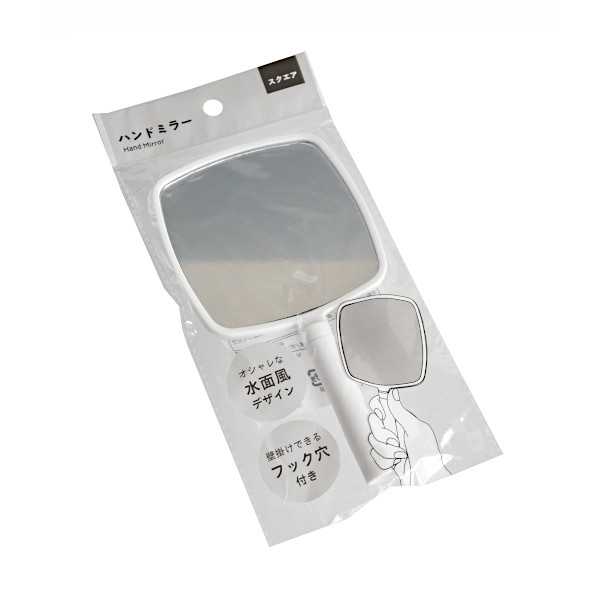 ハンドミラーです。おしゃれな水面風デザインのハンドミラーです。壁掛けできるフック穴付きです。※色の指定はできません●サイズ(約)・96×173mm●材質・ポリプロピレン ガラス●用途・鏡 ミラー 身だしなみ 美容 メイク 化粧●キーワード・...