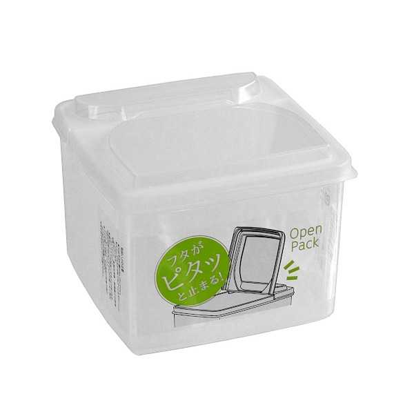 食品保存容器です。開けたフタをピタッと固定することができます。フタを開けたまま中身を取り出せて便利です。フタと本体は取り外せます。お菓子やティーバッグなど、様々な保存容器としてお使いいただけます。※電子レンジ・食器洗浄機・乾燥機 非対応※密...