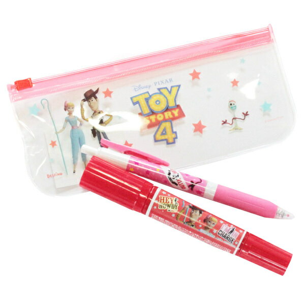 映画公開で話題沸騰中！トイストーリー4のグッズが登場です。クリアなペンケースとマッキー、サラサボールペンのセットです。■メーカー：デルフィーノ■商品名：ペンセット■品　番：トイストーリー4 ペンセット DZ-80589 レッド■インク色：マ...