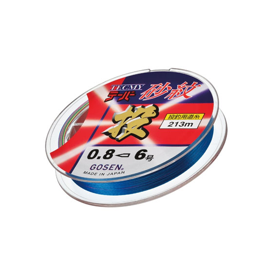 GOSEN/ゴーセンテクミーテーパー砂紋 213m◆カラー：4色◆長さ：213m★従来の砂紋とテーパーちから糸がドッキングした高強力投釣専用ライン。 ガイドの抵抗がないノットレスで、抜群の飛距離。 4色分けでポイントが一目でわかる遠投タイプ...