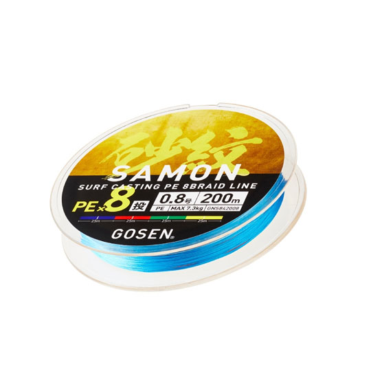 GOSEN/ゴーセン砂紋 PEX8◆長さ：250m ◆サイズ：0.4号★ 特殊樹脂コーティングとマイクロピッチ製法によるしなやかな8本組PE。ガイド抵抗に配慮した設計により、納得の飛びを体感。 色落ちが少なくポイントが分かりやすい伝統の4 ...