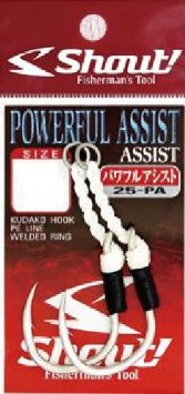 KUDAKO HOOK使用のパワーアシストフック。PEラインを四つ編みしていますので、高い強度と適度な張りがあります。スプリットリングでジグと接続したワンアシストでのジギングに最適です。　