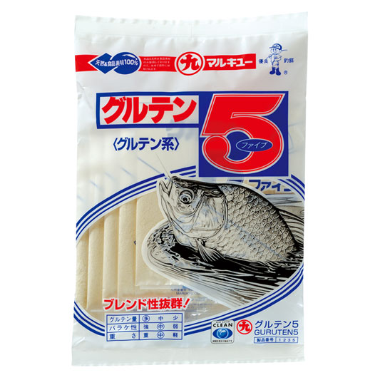 エコギア　マルキューグルテン5◆内容量：37g&times;5★グルテン繊維が強く、エサ持ちがよいのが特長です。しかも、適度にバラけるから寄せながら釣ることができます。1回使いきり、水量線のついた便利な5パック入りです。