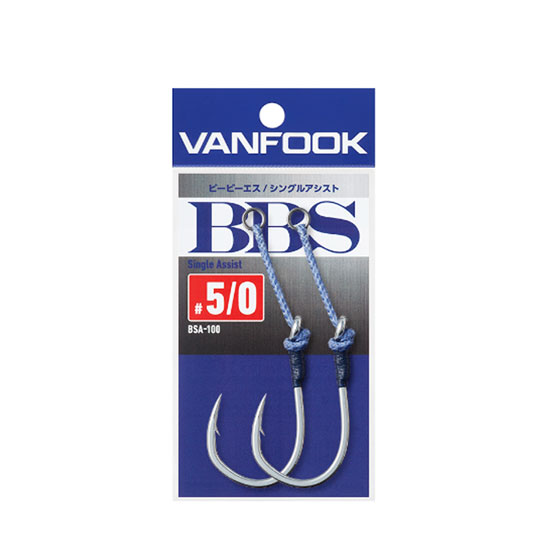 VAN FOOK/ヴァンフック　BBS Single Assist/ビービーエスシングルアシスト#6/0■カラー：シルバー■入り数：2★ホールド力の高いベンドフォルムにデザインした太軸フック「BBS」のシングルアシスト。 フロロカーボン芯糸...