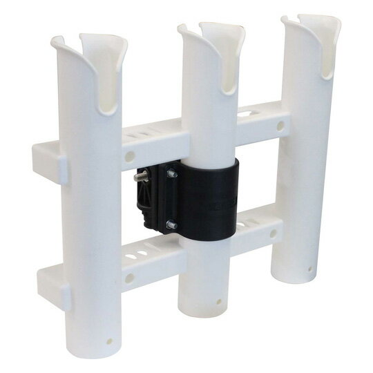 スピニングリール、ベイトリールに対応した切り込みが付いているロッドホルダーです。差込みシャフトが付いていますので、既存のベースへそのまま取り付けて使用できます。ベースが取り付けられていない場合は別途ベースが必要です。■ロッドホルダーサイズ：...