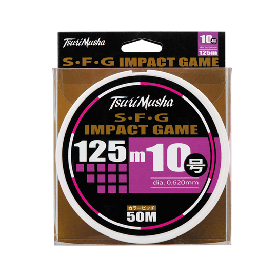 釣武者F23008 S.F.G IMPACT GAME 125m ピンク/ホワイト 8号◆全長：125m◆ラインタイプ：フロートタイプ◆標準直径/8号：0.47mm★スーパーフカセゲームで大型魚と勝負することが出来る専用道糸。 ナイロン+P...