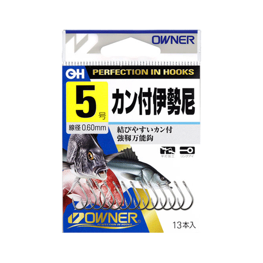 オーナー10188　OH カン付伊勢尼 （ヒネリなし）■品 番：10188（90188） ■形 態：バラ ■号 数：5/6/7/8/9/10/11/12万能鈎でアイゴ・チヌ・グレ、淡水の鯉に最適。