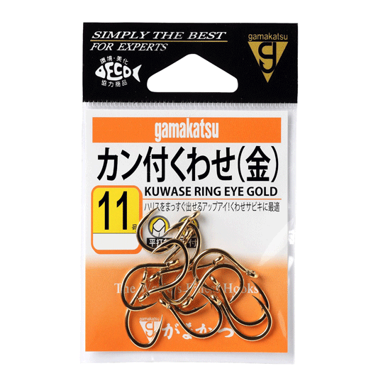 がまかつ　カン付くわせ 金■号数:11,12 ■入り数:12本★中層などでアジなどを釣って、それを餌に青物やヒラメなどを狙う「くわせサビキ」用の鈎です。結びやすく、結束強度もあがる「管付」で、さらにハリスが真っ直ぐになるよう管に「20度の角...