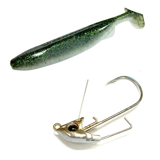 【デプス バンブルセット】デプス バンブルシャッド　6inch ■入数：5本デプス バンブルヘッド　5/8oz ■入数：1個 ■カラー：＃02 ゴールデンシャッド★モンスターバスを呼び寄せるスイムジグです！