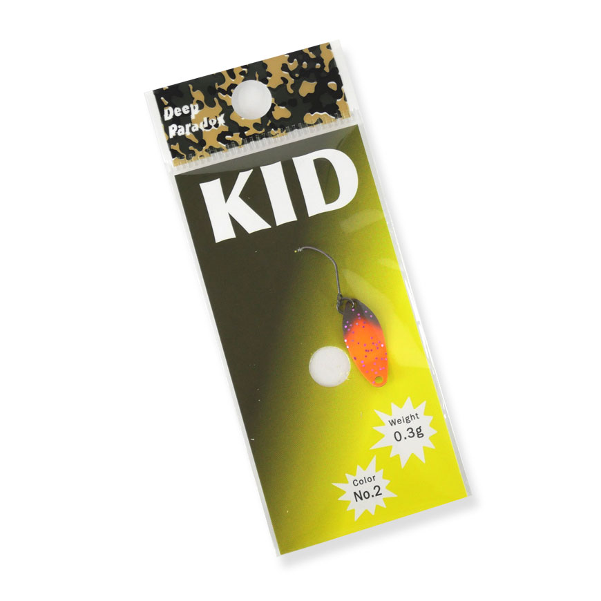 2月7日(土曜日)より順次発送いたします。ディープパラドックスキッド◆サイズ：0.3g「KID0.3g」の叩きアクションは、攻撃範囲の狭いトラウトにスイッチを入れることができます。フックサイズを上げれば早い速度域でのアプローチが可能になり、...
