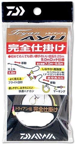天上糸(号):0.8 水中糸(号):0.3 ハナカン(mm):6.5 中ハリス(号):1.2 サカサ(号):3 全長は9.25m設定 長さ調節可能7.0~9.5m 水中糸には扱いやすい「スペクトロン鮎」を使用。 使い方解説書付き