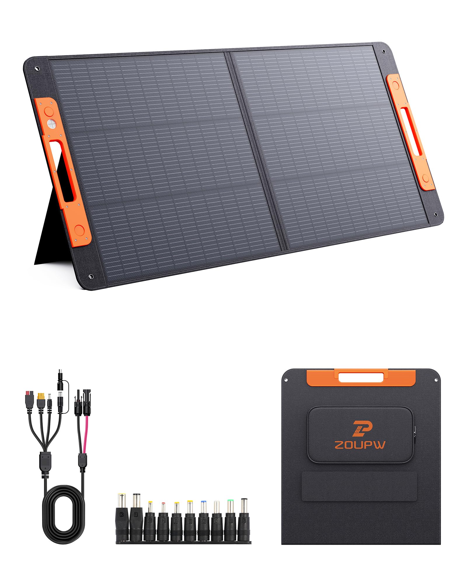 110W ソーラーパネル110W ソーラーパネルは、N型 16BB 25％高効率 Type-C直接充電搭載 スマホ/タブレットへ給電 折りたたみ式 IP67防水 各種ポータブル電源に対応 5in1接続ケーブル付属 キャンプ 車中泊 防災グッ...