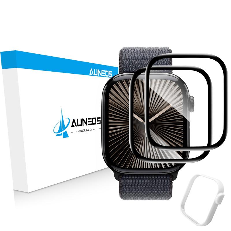 【ガイド枠付・2025年秋改良】AUNEOS for Apple Watch Series 11/10 用ガラスフィルム