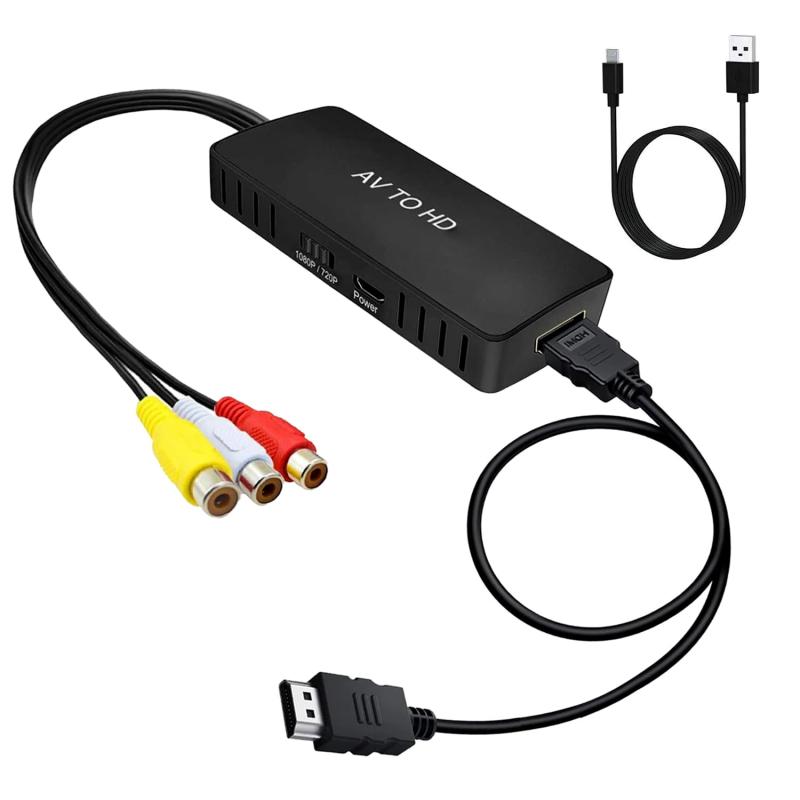 RCA to HDMI 変換コンバーター AV コンポジット hdmi 変換アダプタ 3色端子 hdmi 変換 古いゲーム機（PS1、PS2、SNES、Wii、N64）古いレコーダー(DVD、VCR、VHS)など機器 3色コードからHDMI...