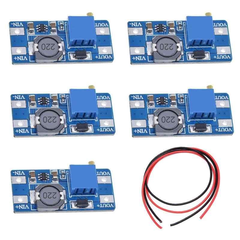 Youmile 5 個 DC-DC ステップアップブースト電源コンバータ 2V-24V から 5V-28V 2A 調整可能な電圧レギュレータ電源モジュール Arduino 用 24AWG ワイヤー付き✅DC 2-24V入力および5V-28V...