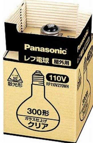 パナソニック レフ電球 RF110V270WHD寸法(mm):バルブ径135/長さ212質量(g):172ガラス仕上:クリア定格消費電力(W):270 定格寿命(h):2000ビーム角(度):50 全光束(lm):3600
