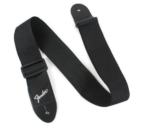 フェンダー Fender Economy Strap SILVER 2" Black Polyester Logo Straps ギターストラップ