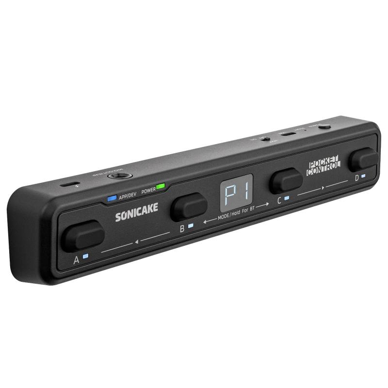 Sonicake Pocket Control ポケットコントロール MIDIコントローラー ブラックカスタマイズ性抜群のフットスイッチ（4基搭載）有線＆ワイヤレスのデュアルMIDI伝送USBホスト機能＆単体動作対応長時間駆動のモバイル電源...