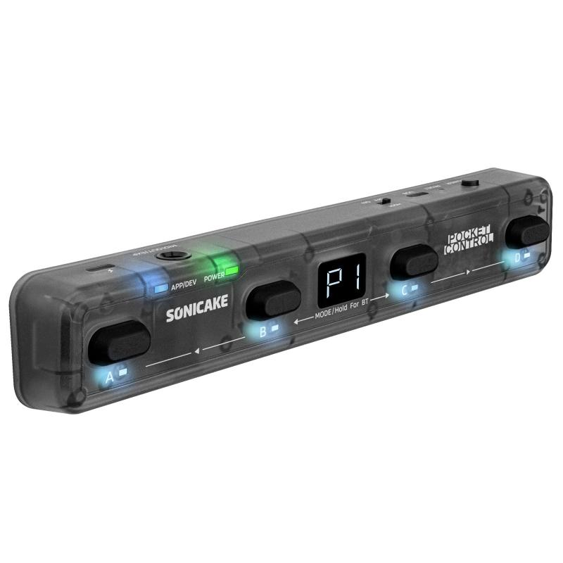 Sonicake Pocket Control ポケットコントロール MIDIコントローラー 透明ブラックカスタマイズ性抜群のフットスイッチ（4基搭載）有線＆ワイヤレスのデュアルMIDI伝送USBホスト機能＆単体動作対応長時間駆動のモバイル...
