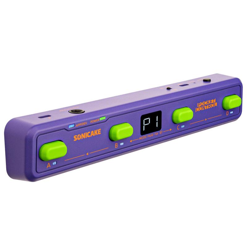Sonicake Pocket Control ポケットコントロール MIDIコントローラー パープルカスタマイズ性抜群のフットスイッチ（4基搭載）有線＆ワイヤレスのデュアルMIDI伝送USBホスト機能＆単体動作対応長時間駆動のモバイル電源...