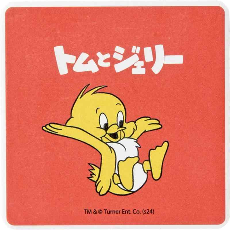 「 トムとジェリー 85YEARS」 陶製 吸水コースター レトロ （裏面コルク） 約10×10cm ククッカー 食器 雑貨 トムジェリ グッズ 誕生日プレゼント レッド SAN4604-4