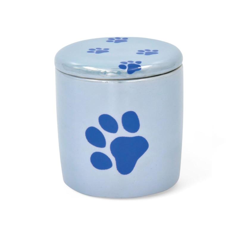 匠美風 Select 犬 猫 絆供養 （ 骨壺 2寸 蓋 シリコンパッキン付 ）エンジェルあしあと・パール パールブルー 日本製サイズ ：骨壺（外寸）約 直径 65mm x 高さ 70mm　（内寸）：約 直径56mm x 高さ52mm、骨壺...