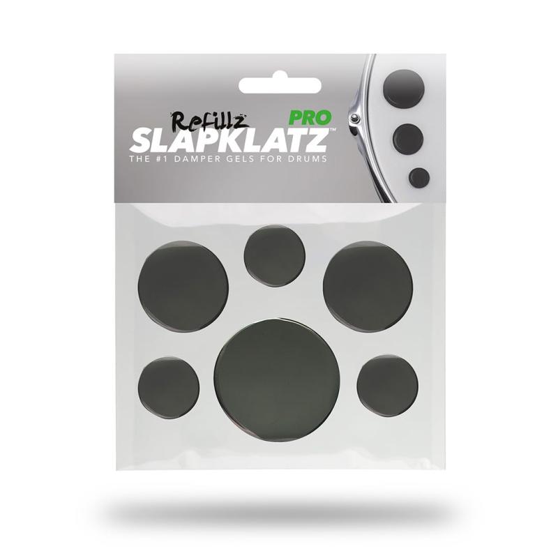スラップクラッツ(Slapklatz) Pro Refillz プロ ブラック ドラム用ミュート各ダンパージェルには、使用間の汚れ付着を防ぐ透明フィルムが付属。高粘着性で太鼓のボトムやシンバルの裏にも貼り付け可能。汚れると 粘着力は次第に落...
