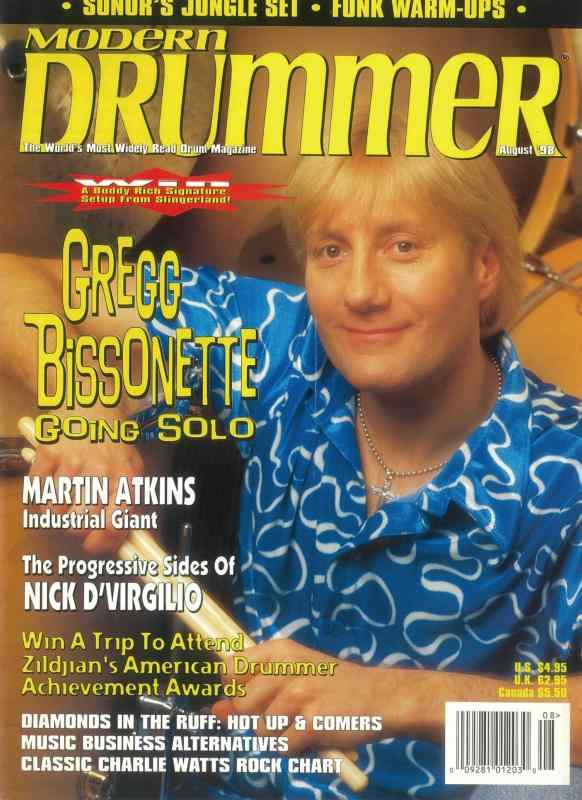 MODERN DRUMMER モダンドラマー 「表紙：Gregg Bissonette (グレッグ・ビソネット)」 1998年8月号モダンドラマー 1998年8月号表紙：Gregg Bissonette (グレッグ・ビソネット) 本誌は英語...